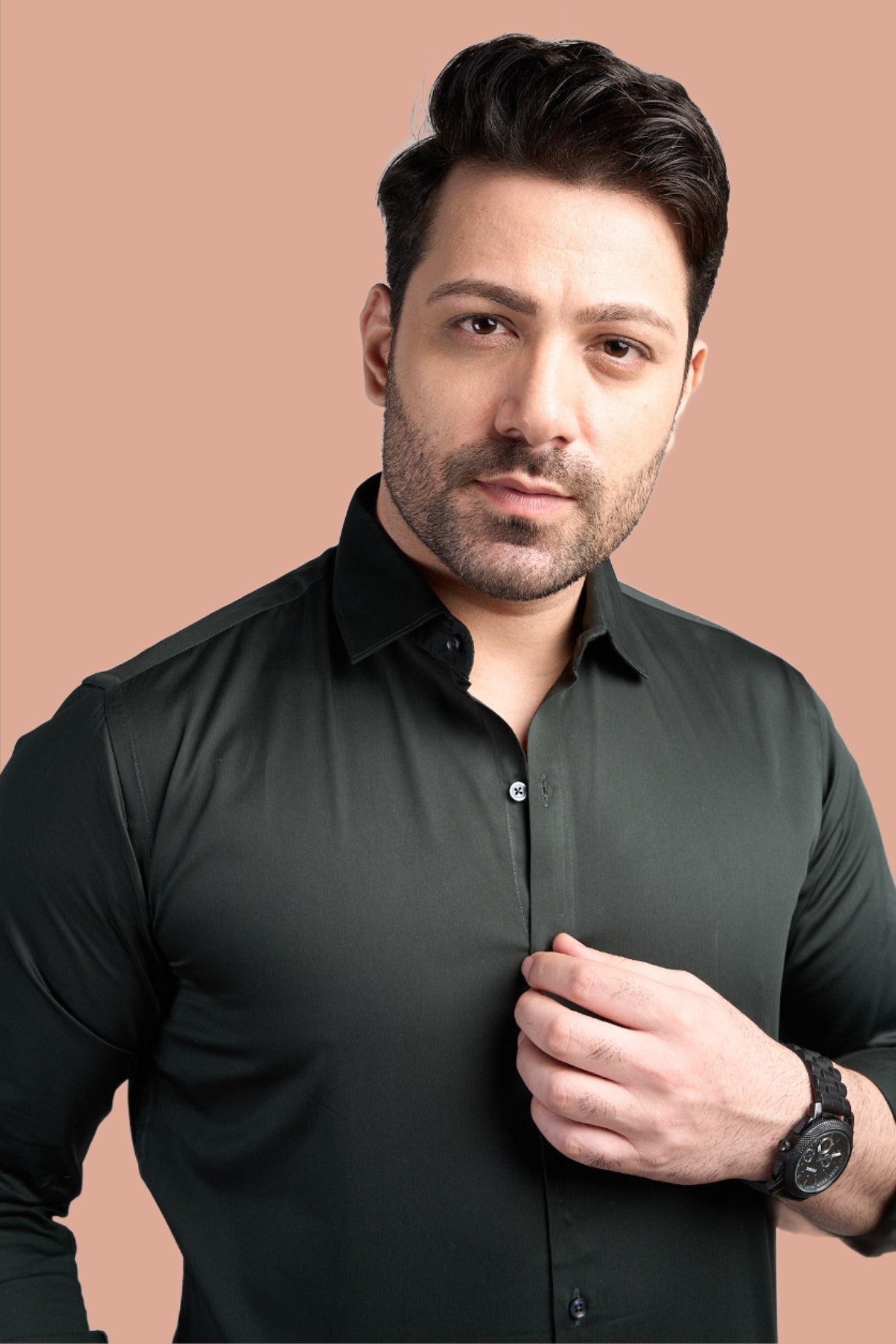 Crosby - Classic Solid Slim Fit Shirt - Emerald Green