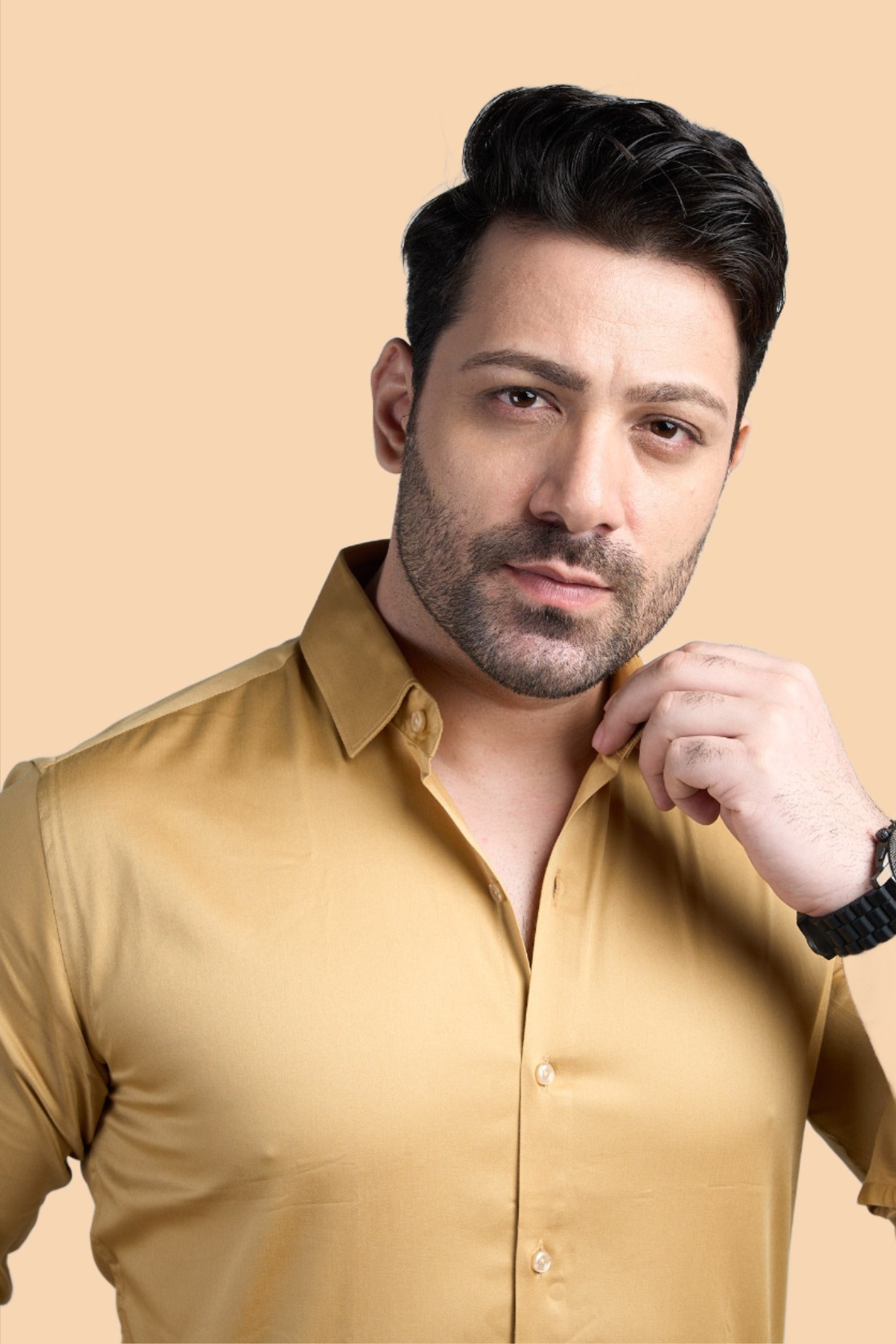 Solaris - Classic Solid Slim Fit Shirt - Bronze